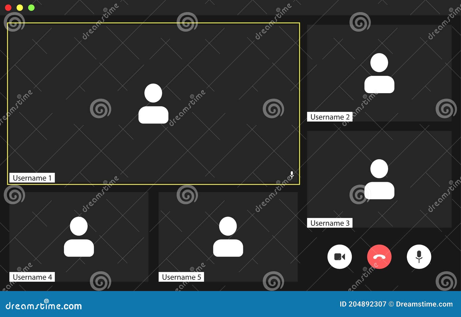 Video Conference UI, Calls Window Overlay. a Large Window for the Main ...