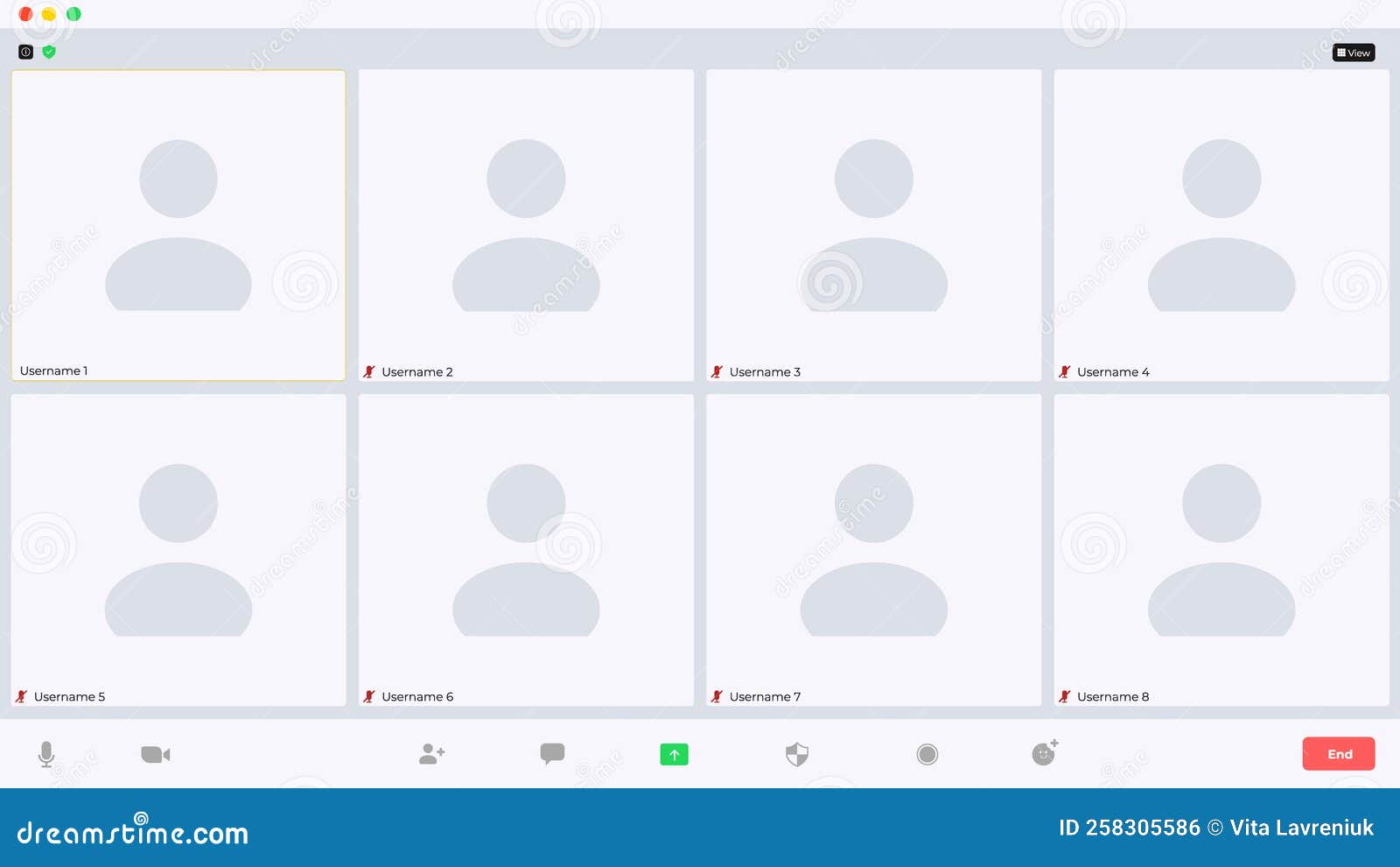 Video Conference User Interface. Video Call Screen Interface Template ...