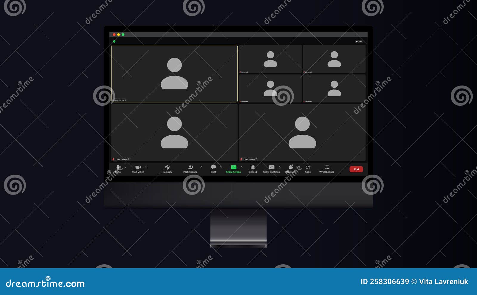 Video Conference User Interface. Video Call Screen Interface Template ...