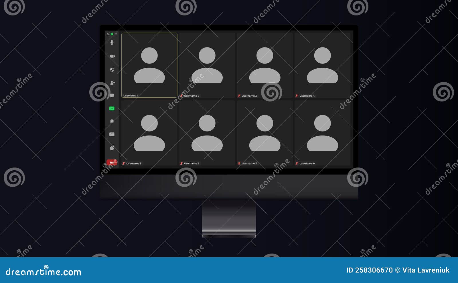 Video Conference User Interface. Video Call Screen Interface Template ...