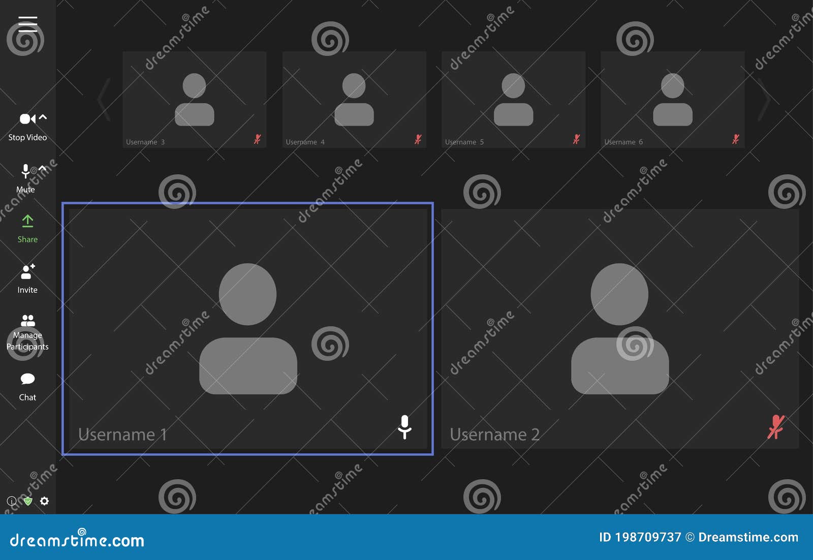 Video Conference User Interface, Video Conference Calls Window Overlay ...