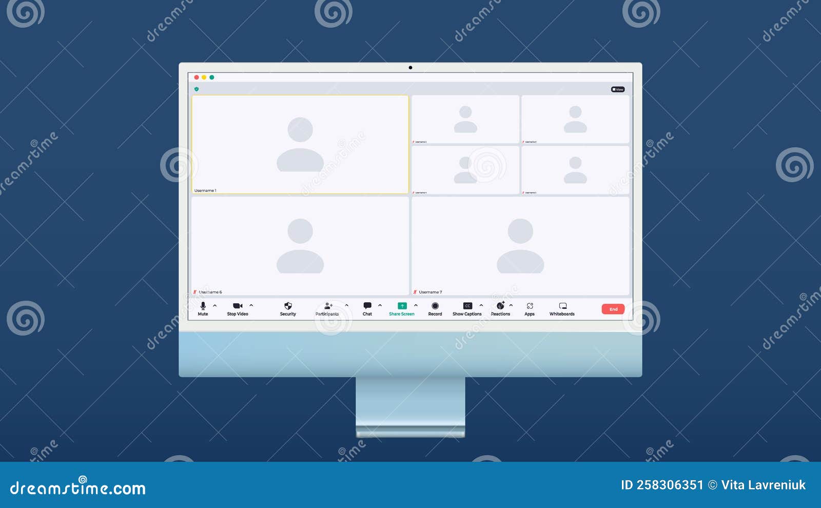 Video Conference User Interface, Video Conference Calls Window Overlay ...