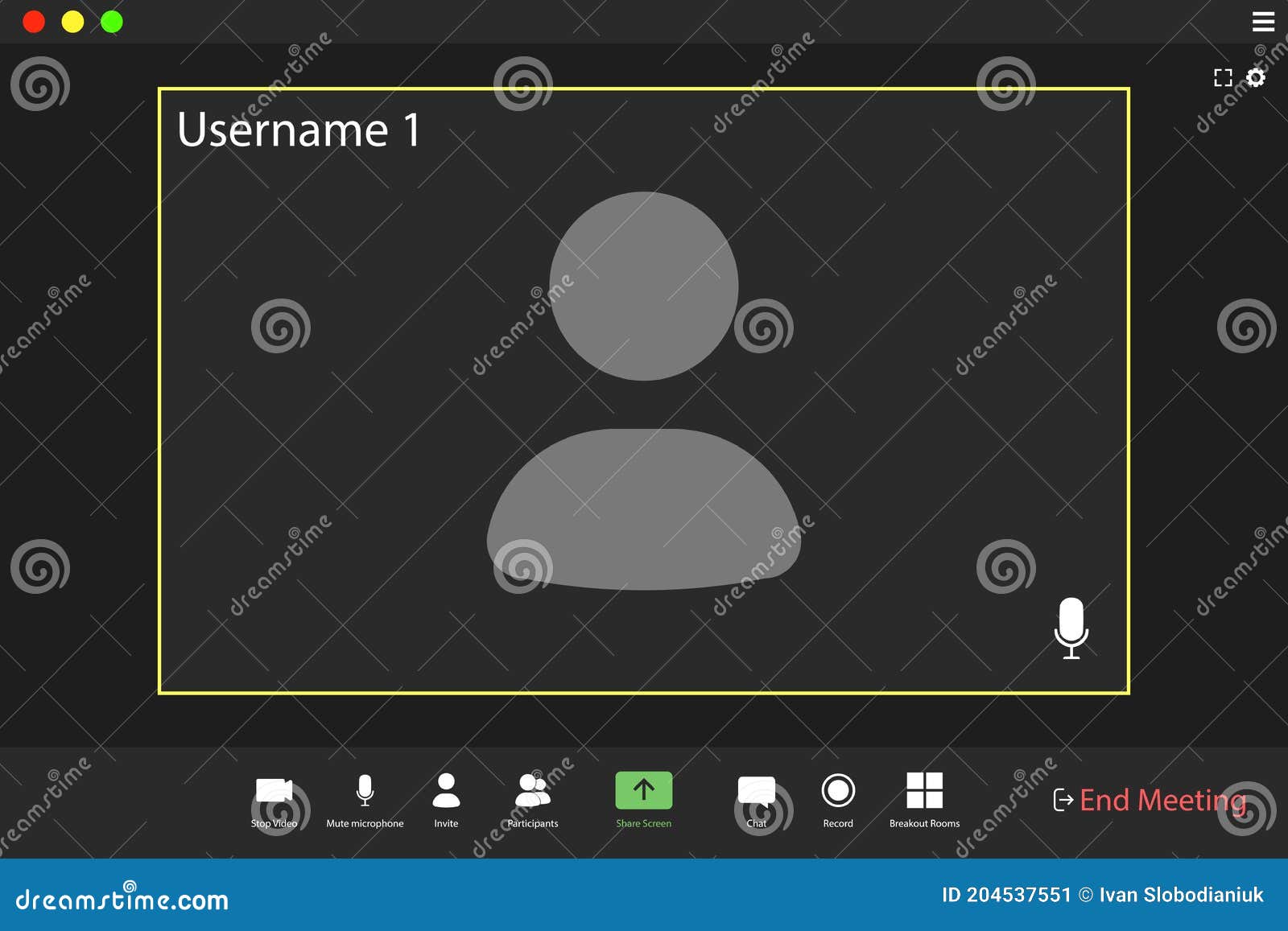 Video Conference User Interface. Video Call Screen Interface Template ...