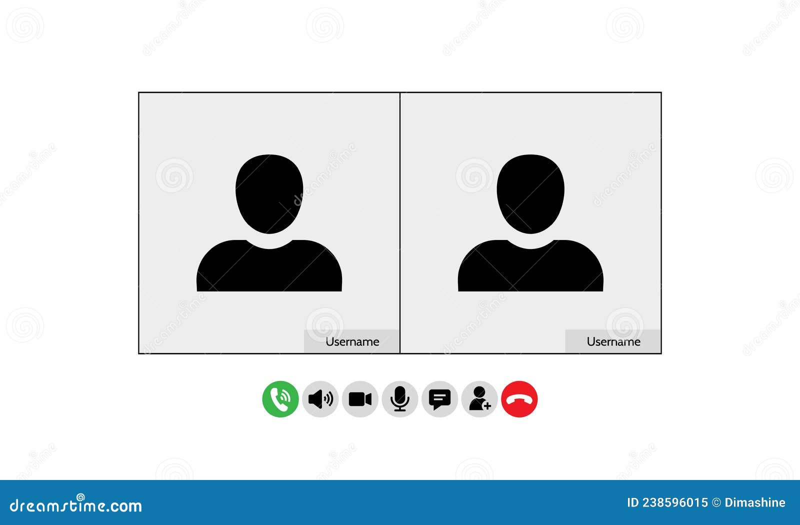 Video Conference User Interface. Video Call Screen Template ...