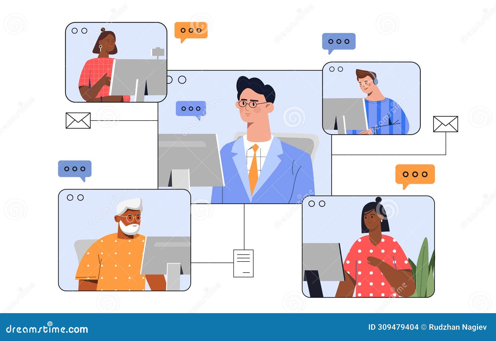 Video Conference Vector Concept Stock Vector - Illustration of display ...
