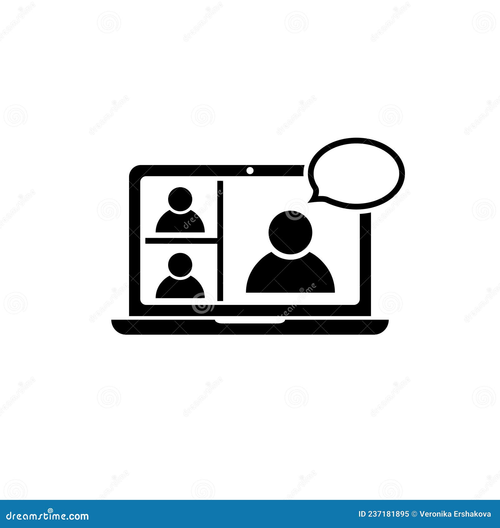 Video Conference Icon. People on Computer Screen. Stock Vector ...
