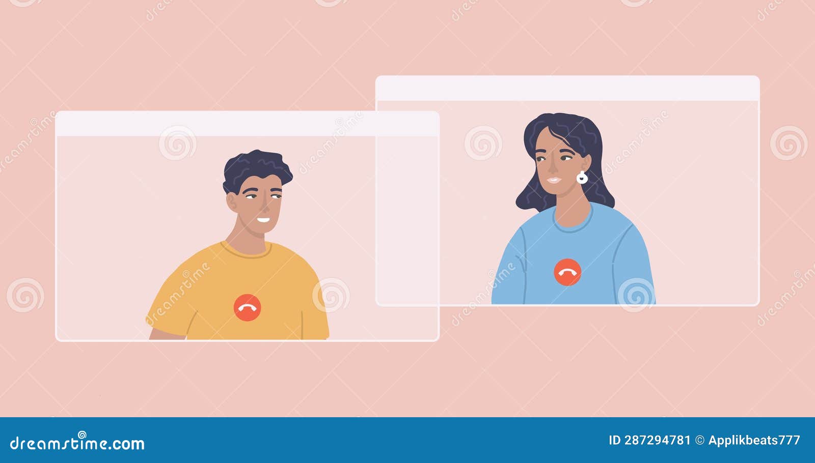 Video Conference. Virtual Business Discussion. Online Call Stock Vector ...