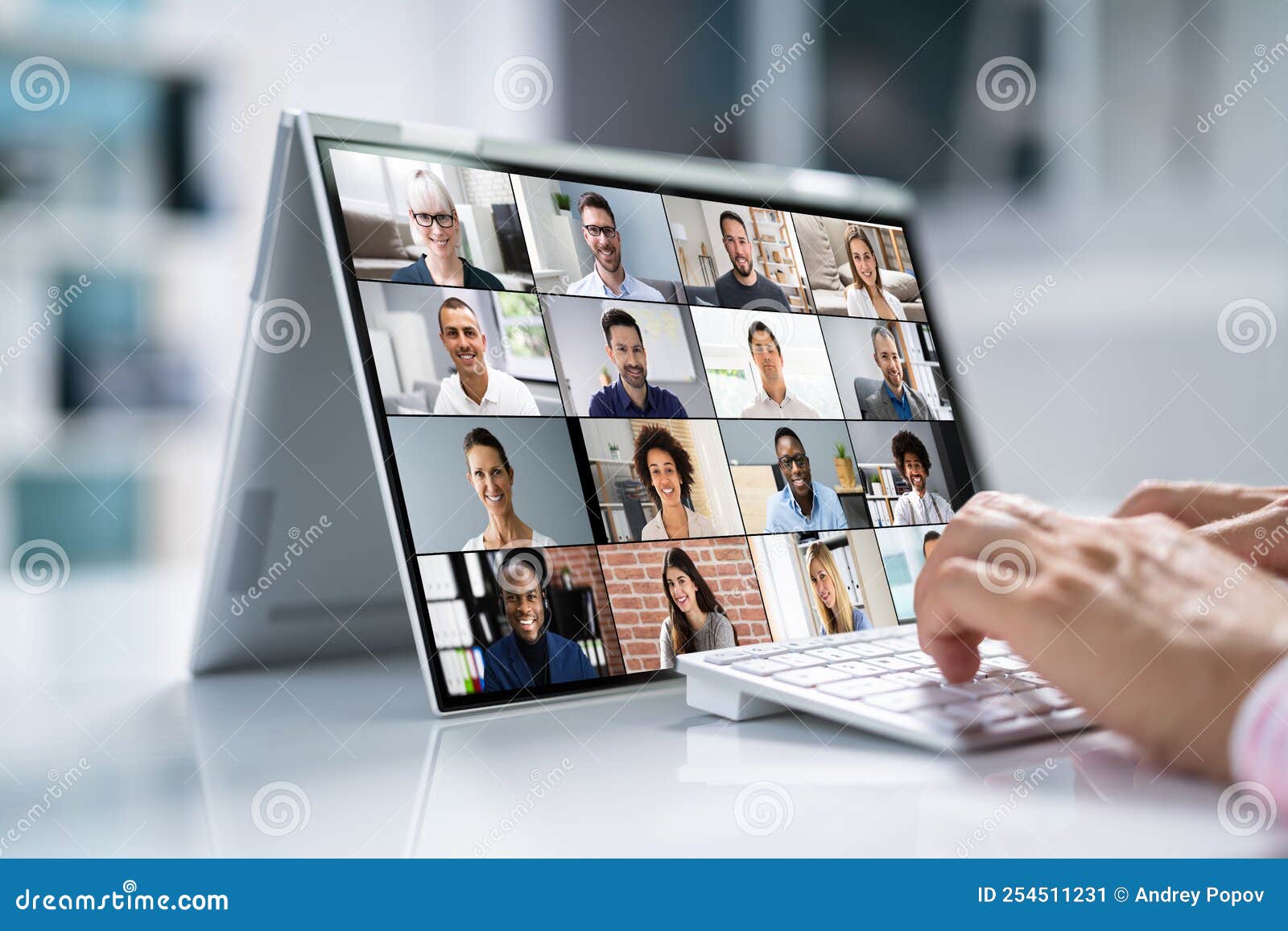 Video Conference Work Webinar Online Stock Image - Image of laptop ...