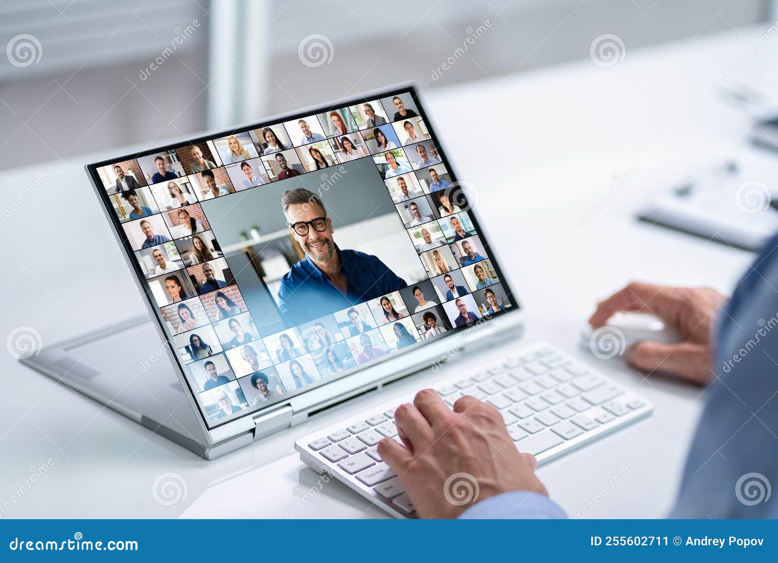 Video Conference Work Webinar Online Stock Image - Image of managing ...