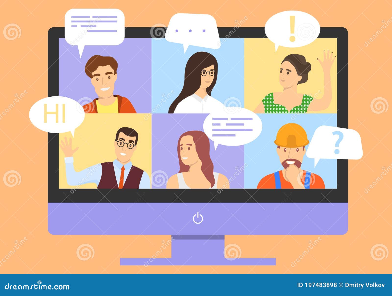 Video Conferencing, Chat, Work from Home, Remote Work. Vector ...