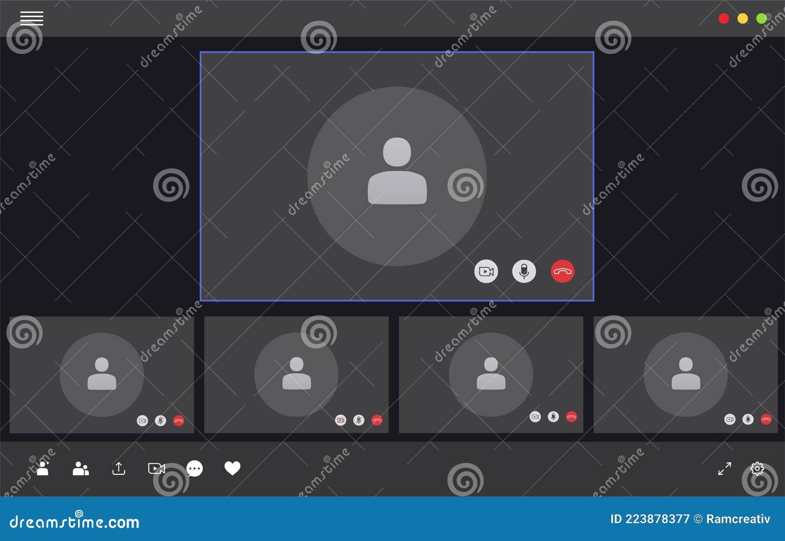 Video Conferencing Interface, User Video Call Window. Social Remote ...