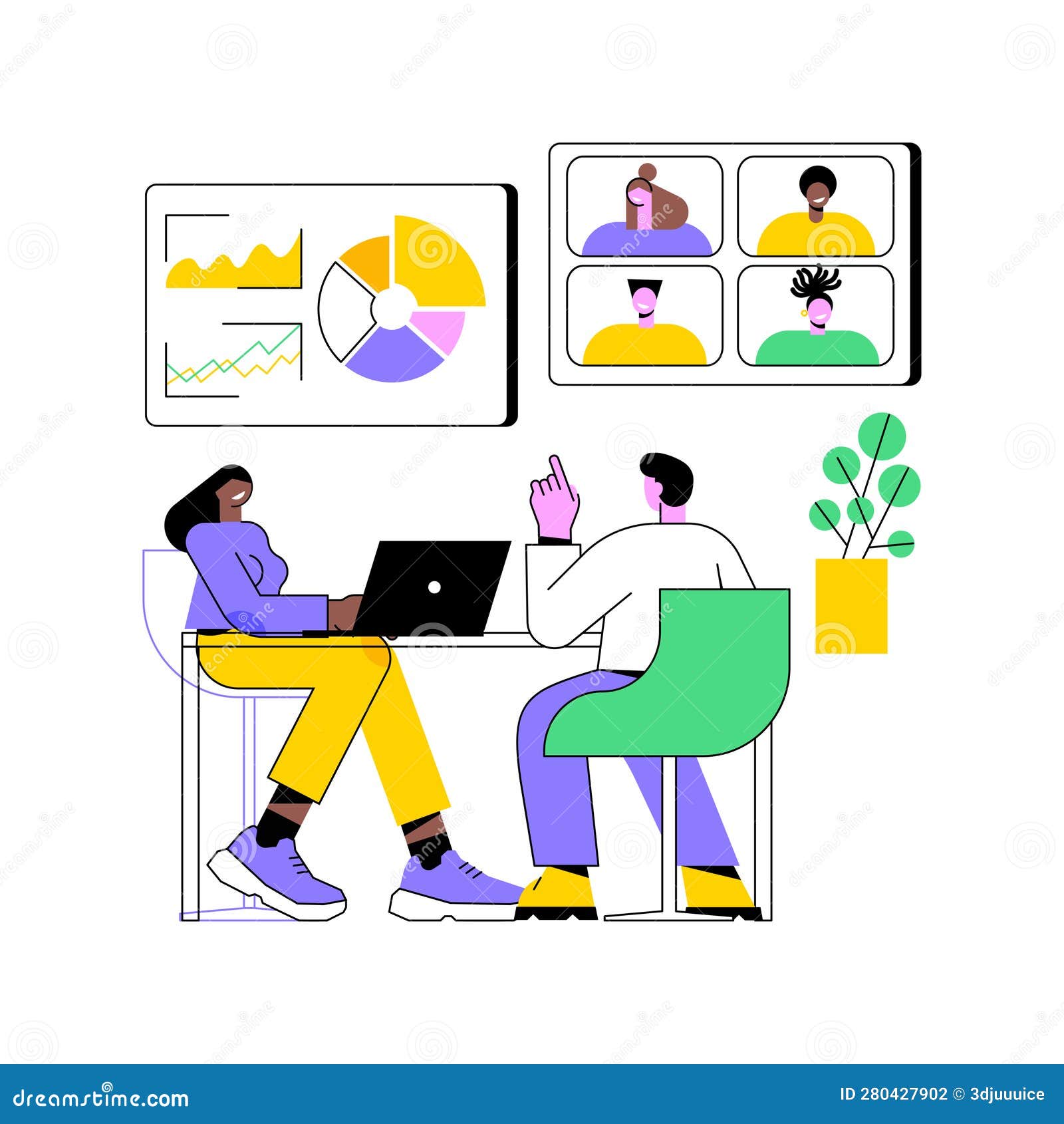 Video Conferencing Isolated Cartoon Vector Illustrations. Stock Vector ...