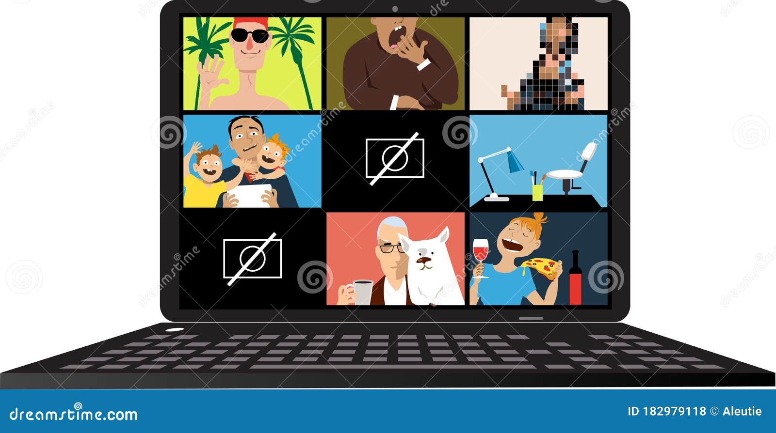 Video Conferencing Problems Stock Vector - Illustration of show, home ...