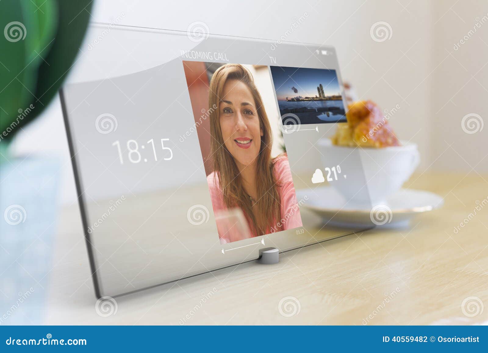 Video Conferencing on Tablet with Glass Touch Screen Stock Photo ...