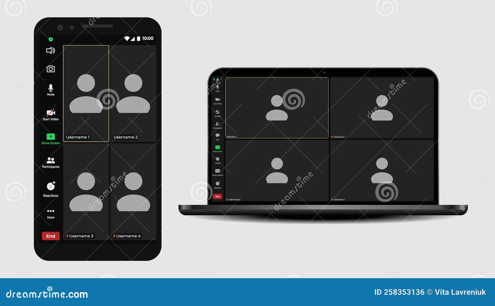 Video Conferencing User Interface. Online Conference Meeting. Stock ...