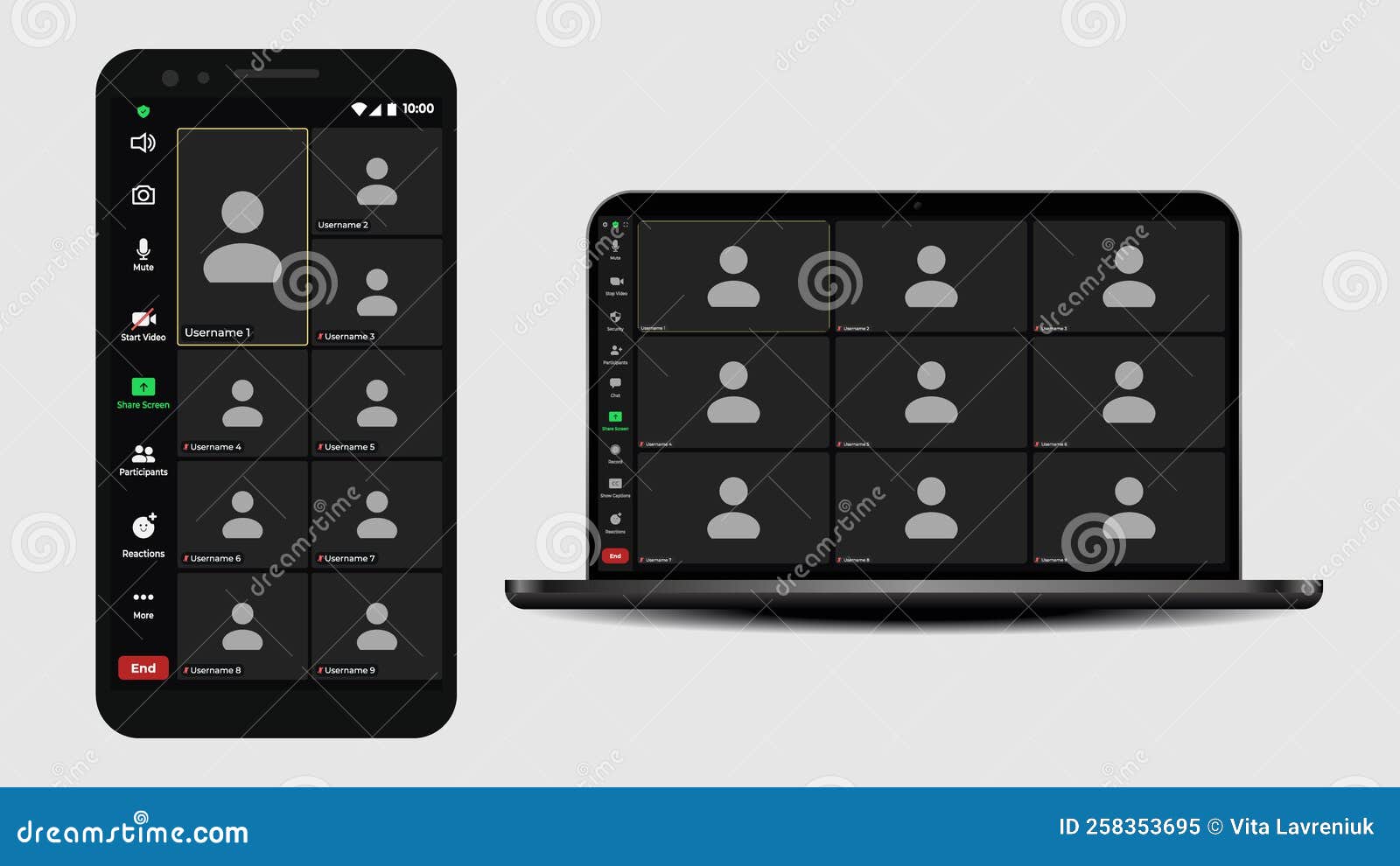 Video Conferencing User Interface. Online Conference Meeting. Stock ...