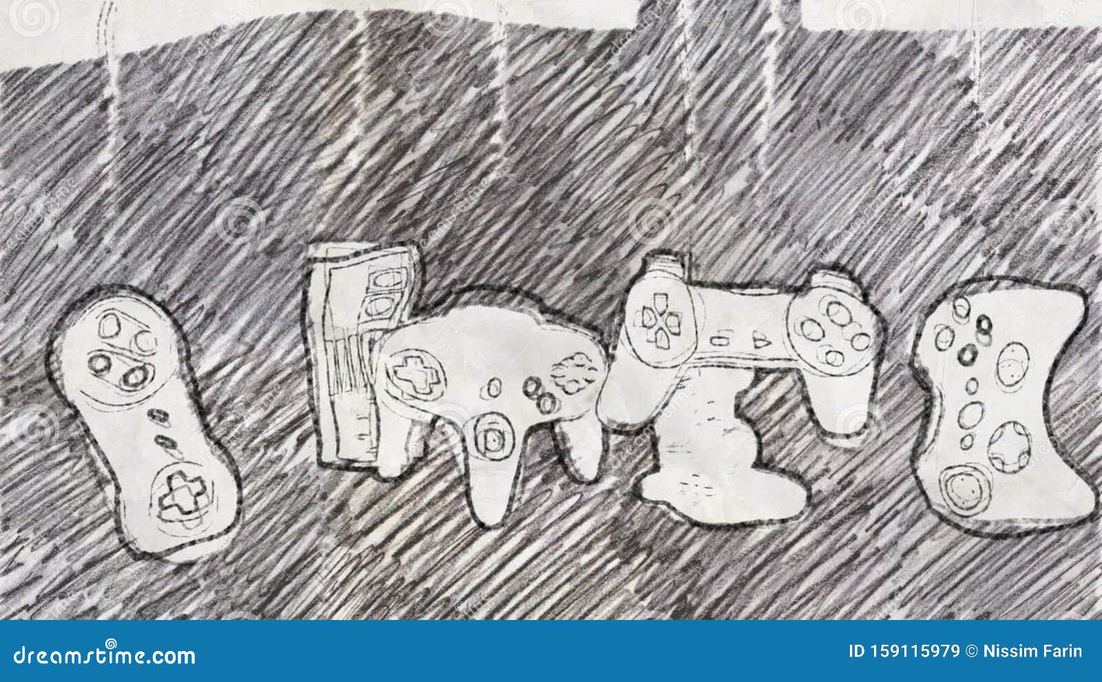 Video Console Game Controllers in Pencil Drawing Style Stock Video ...