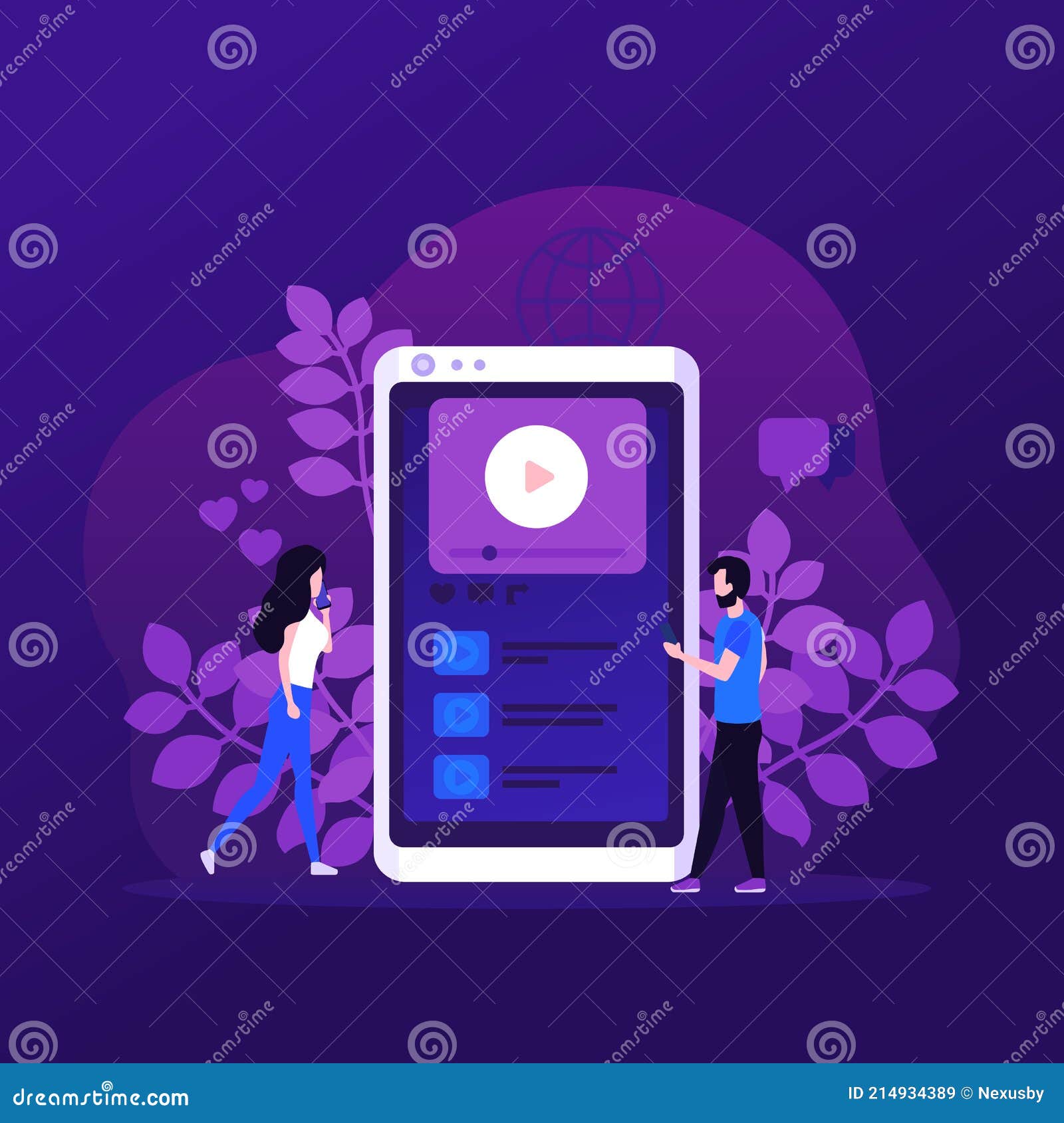Video Content, Video-sharing Mobile App Stock Vector - Illustration of ...