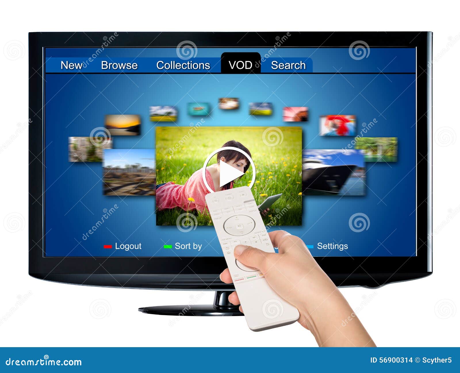 Video on Demand VOD Service on TV. Stock Photo - Image of online ...