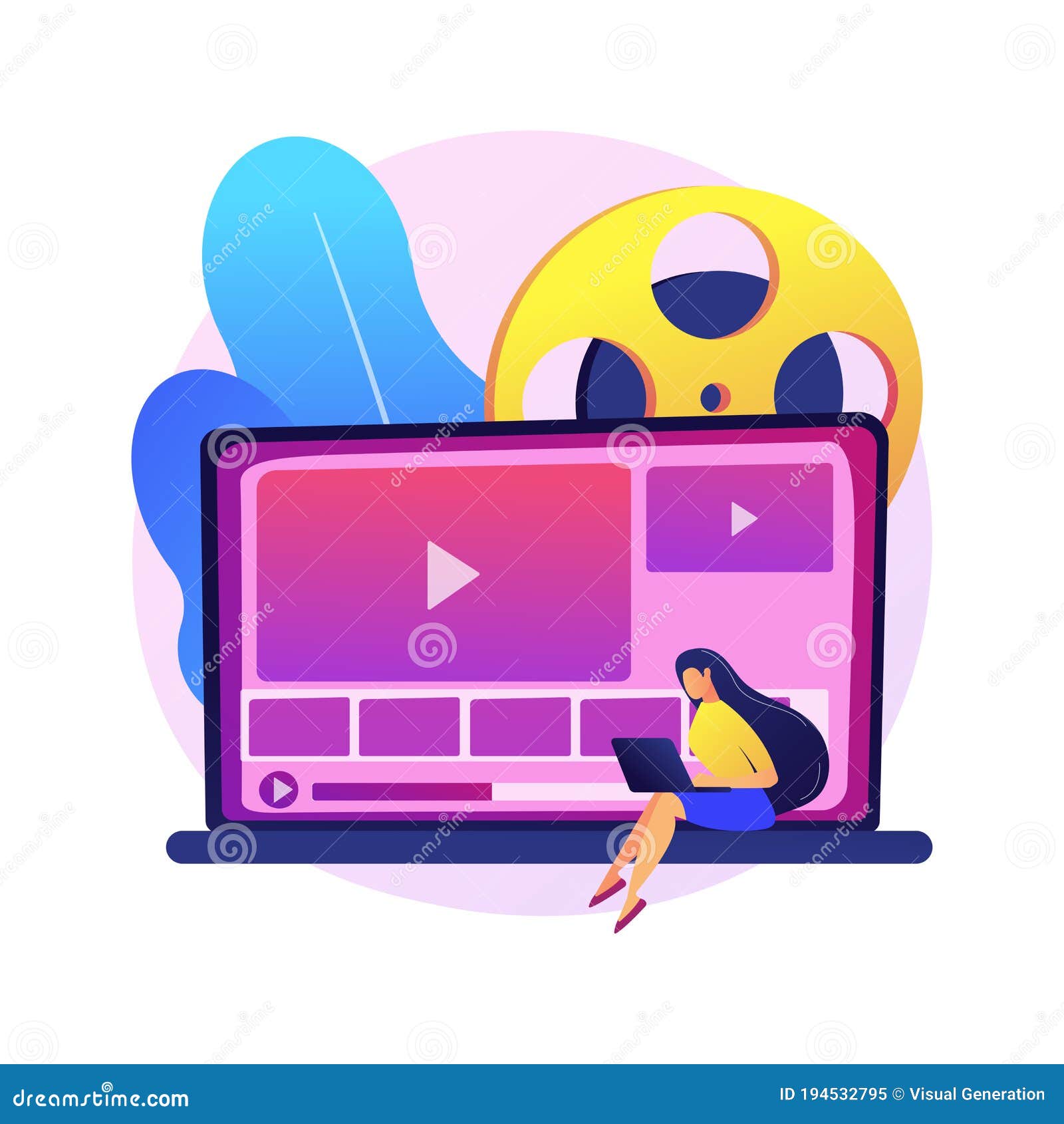 3D Video Design Flat Icon. Concept Of High-definition, Lcd, Smart ...