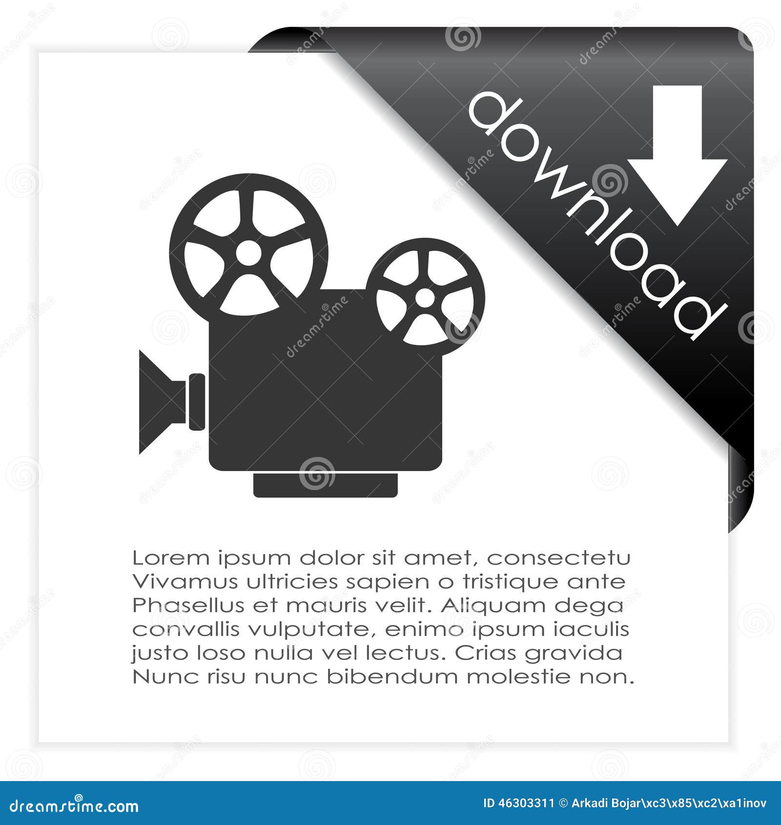 Video download icon stock vector. Illustration of download - 46303311