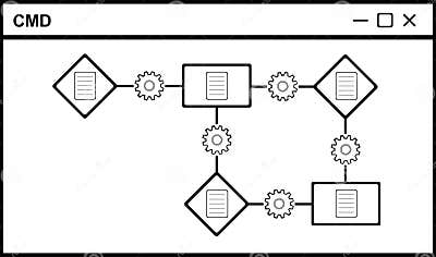 Vector Drawn Illustration Black and White Icon Terminal Cmd Process ...