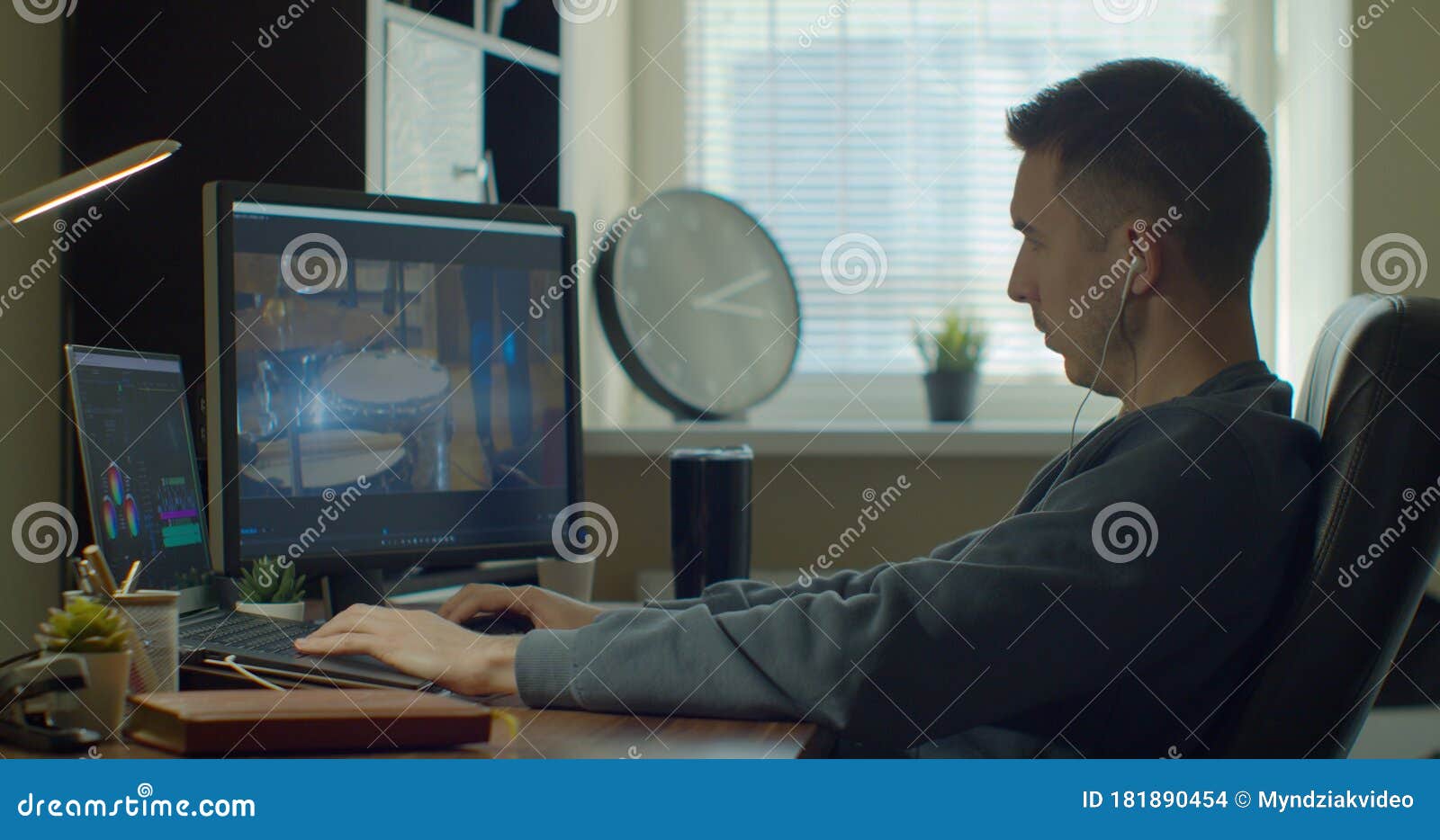 Video Editing on a Computer with Two Monitors. Monitor the Computer and ...