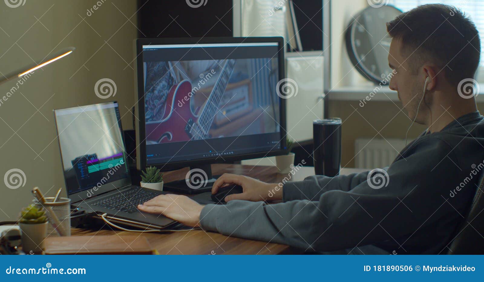 Video Editing on a Computer with Two Monitors. Monitor the Computer and ...