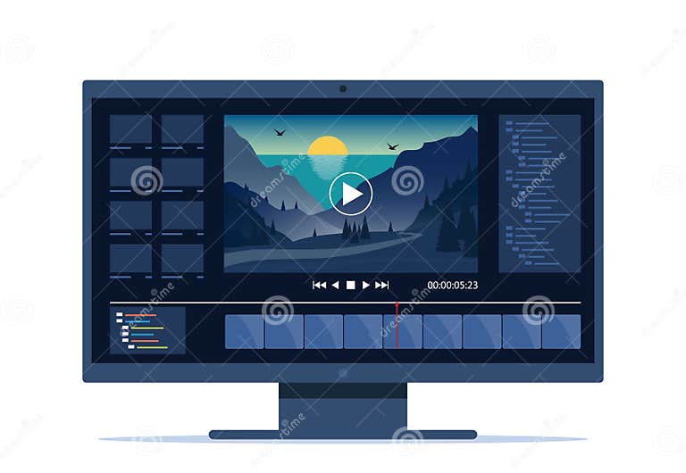 Video Editing on Desktop Computer. Software To Edit Videos on Screen ...