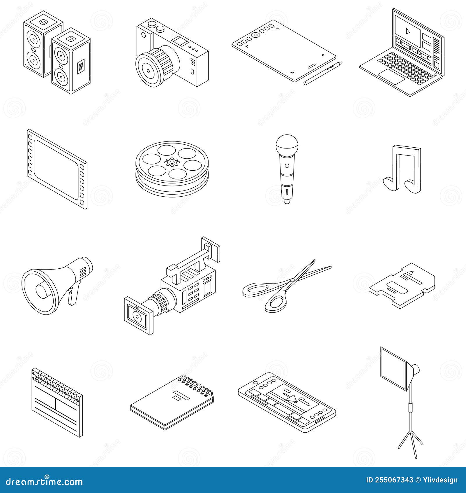 Video Editing Icons Set Vector Outline Stock Illustration ...
