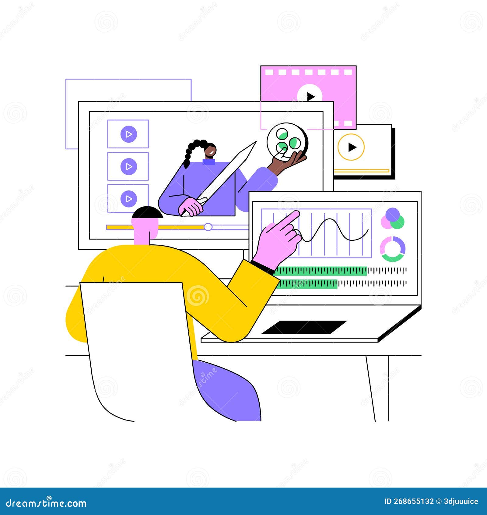 Video Editing Isolated Cartoon Vector Illustrations. Stock Vector ...