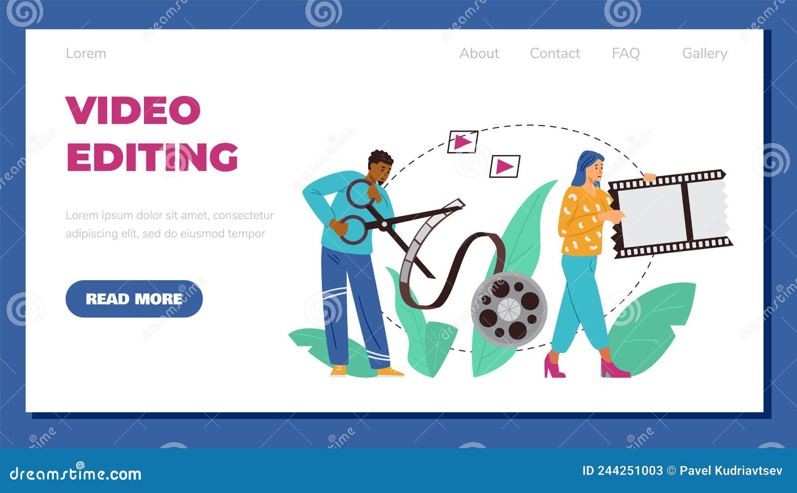 Video Editing Service or Professional Courses Website Flat Vector ...