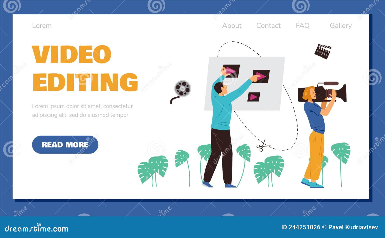 Video Editing Services Advertising Website Banner Flat Vector ...