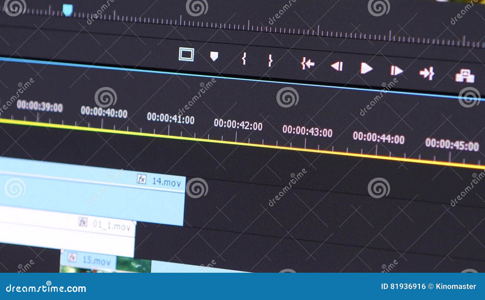 Video Editing Software Going through the Timeline Frame by Frame Point ...