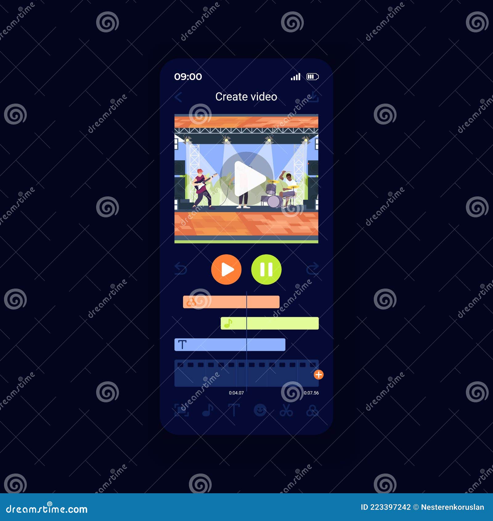 Video Editing Software Smartphone Interface Vector Template Stock ...
