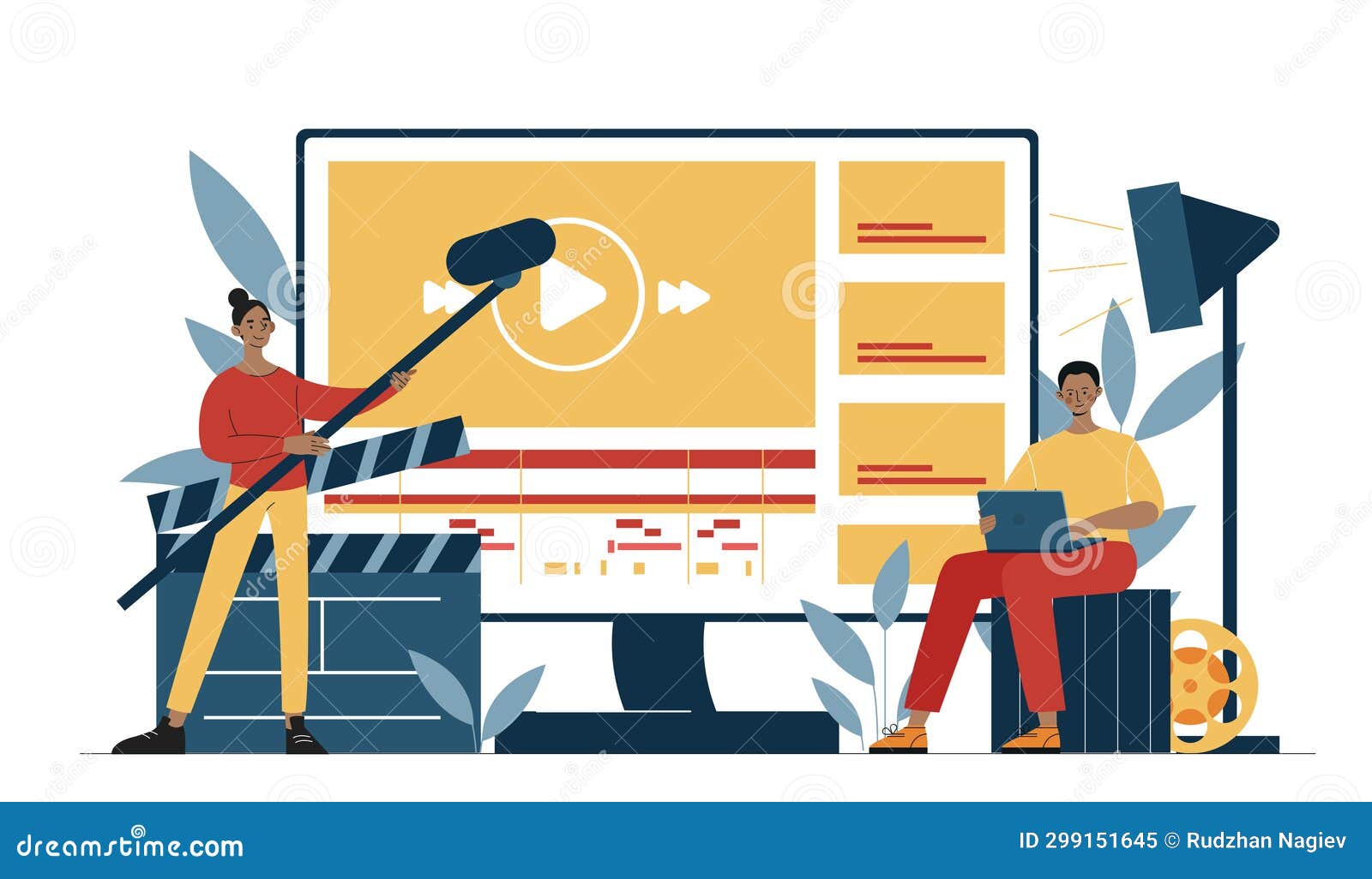 Video Editing Vector Concept Stock Vector - Illustration of office ...