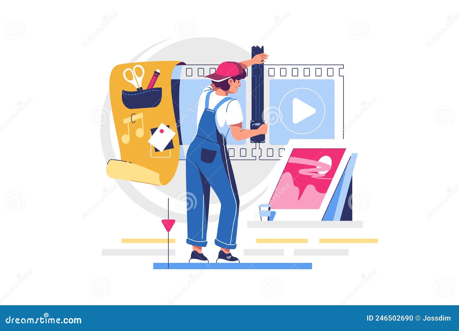 Video Editing Line Icons Collection. Clip, Sequence, Cut, Transition ...