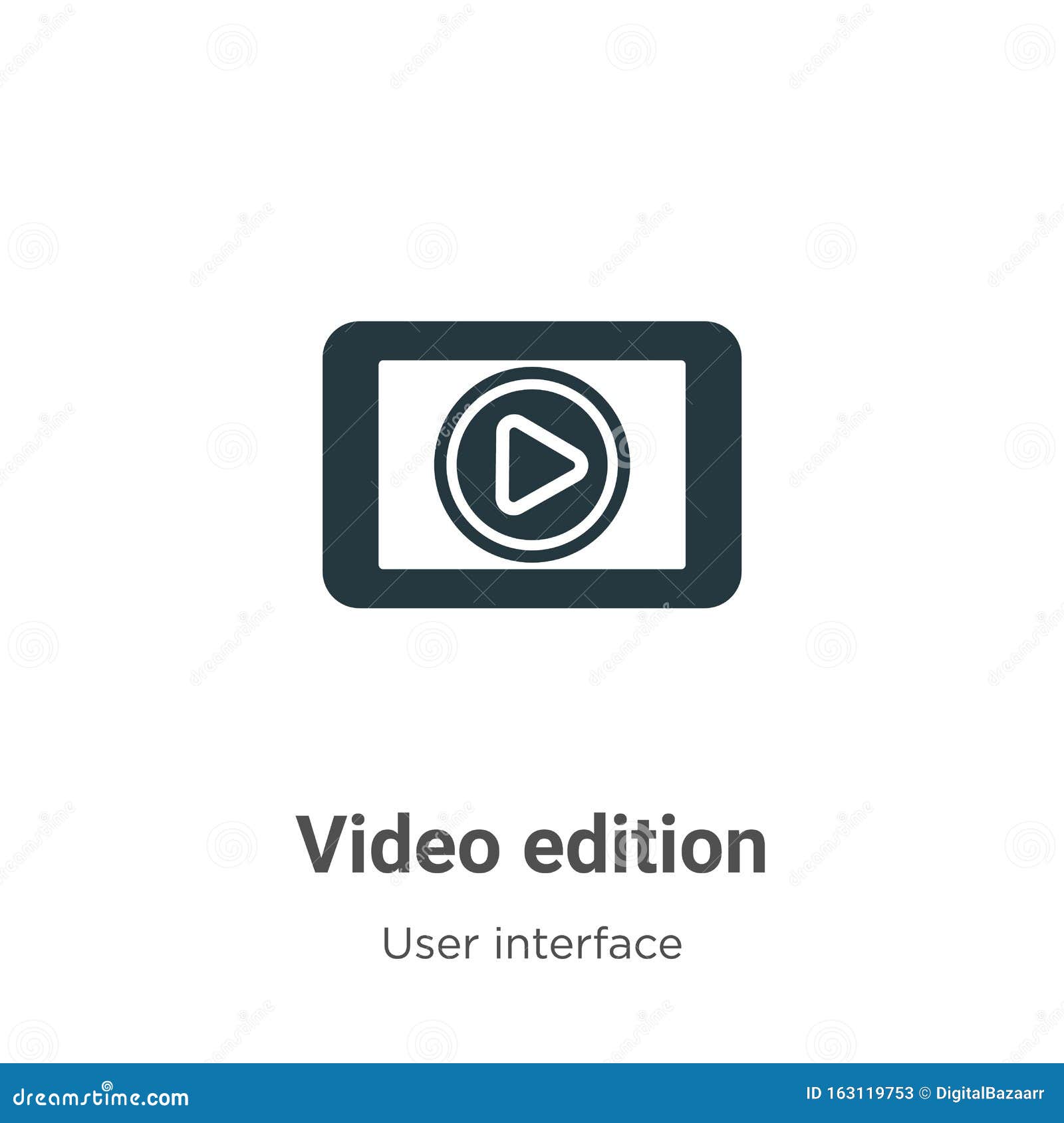 Video Edition Vector Icon on White Background. Flat Vector Video ...