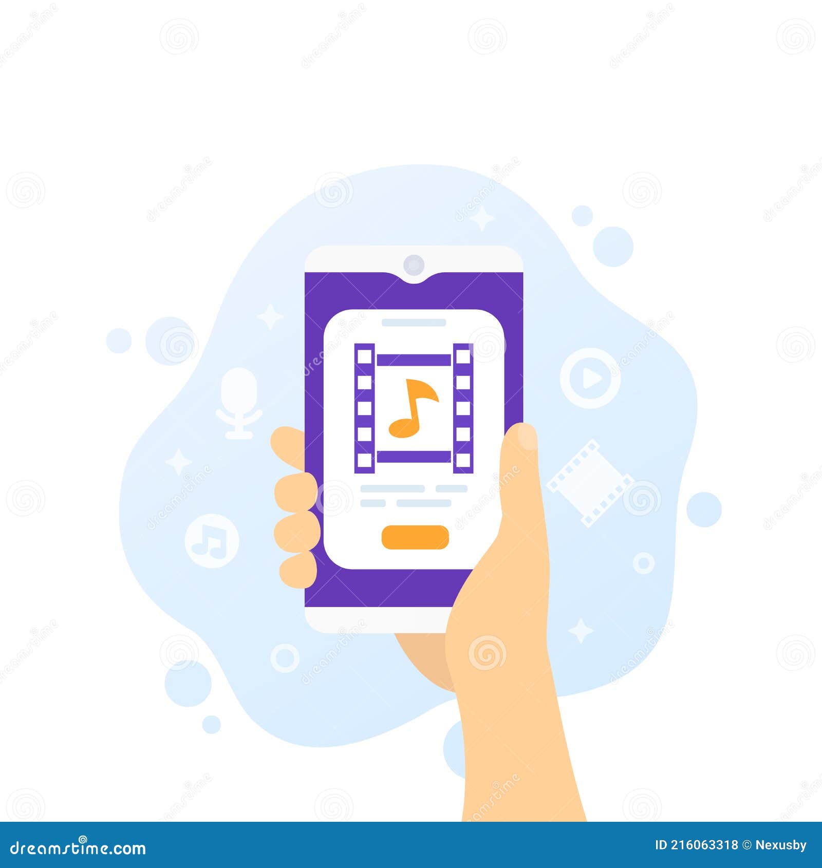 Video Editor App, a Phone in Hand Stock Vector - Illustration of ...