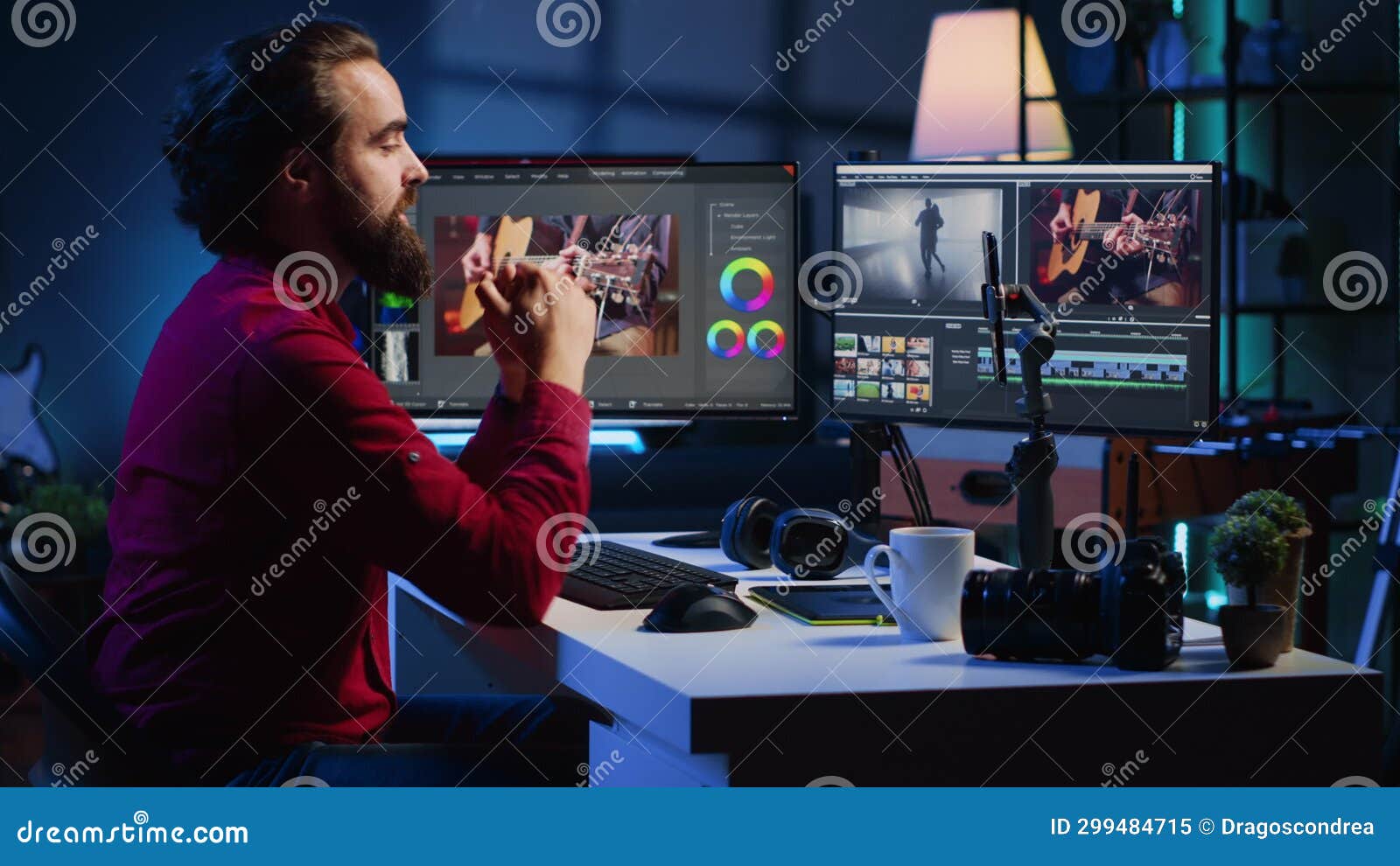 Video Editor Content Creator Filming Tutorial about Professionally ...