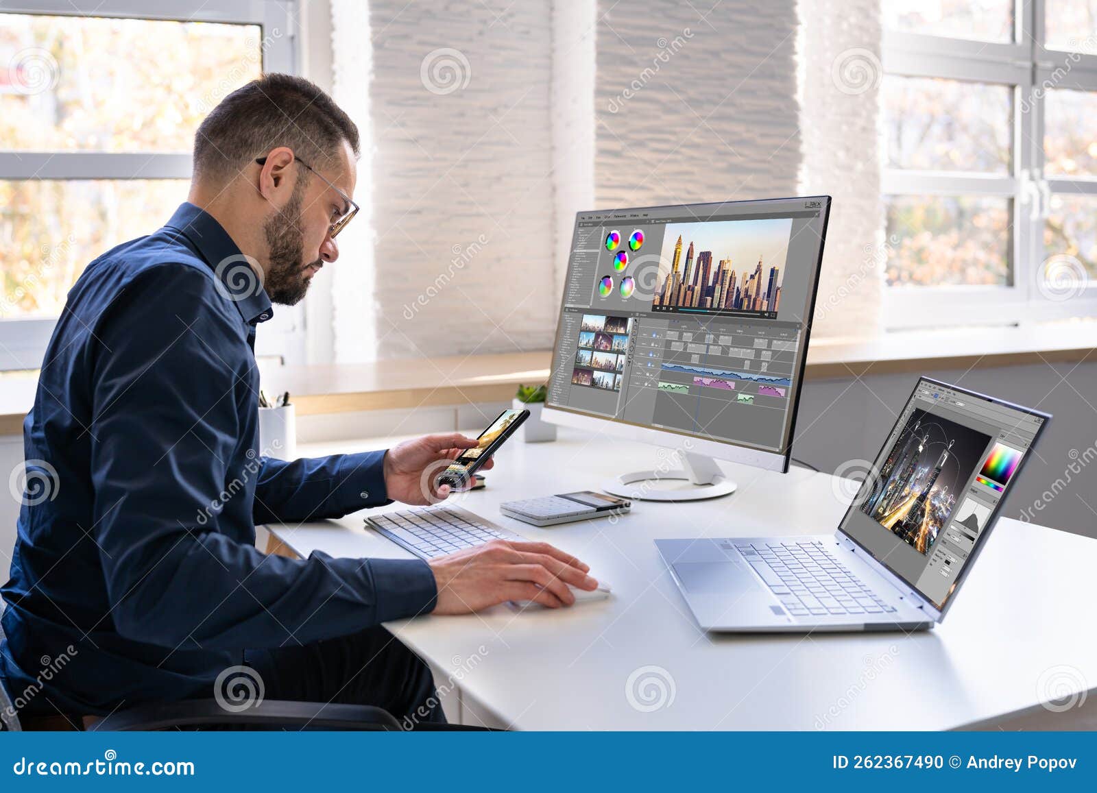 Video Editor or Designer Using Editing Software Tech Stock Photo ...