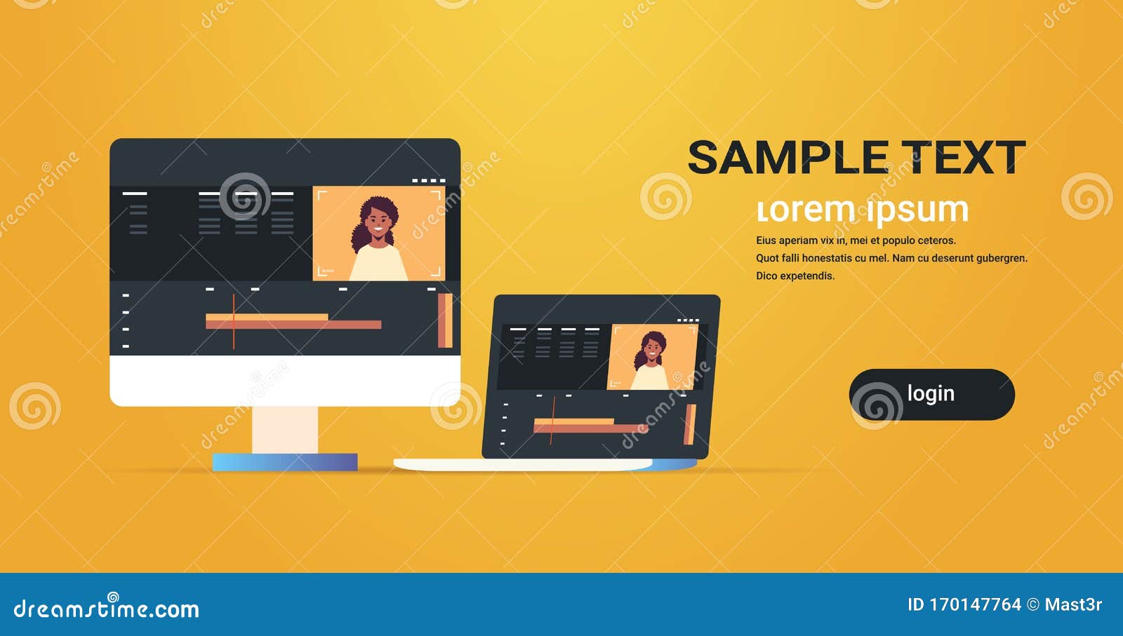 Video Editor Laptop Computer Monitor with Interface of Application or ...