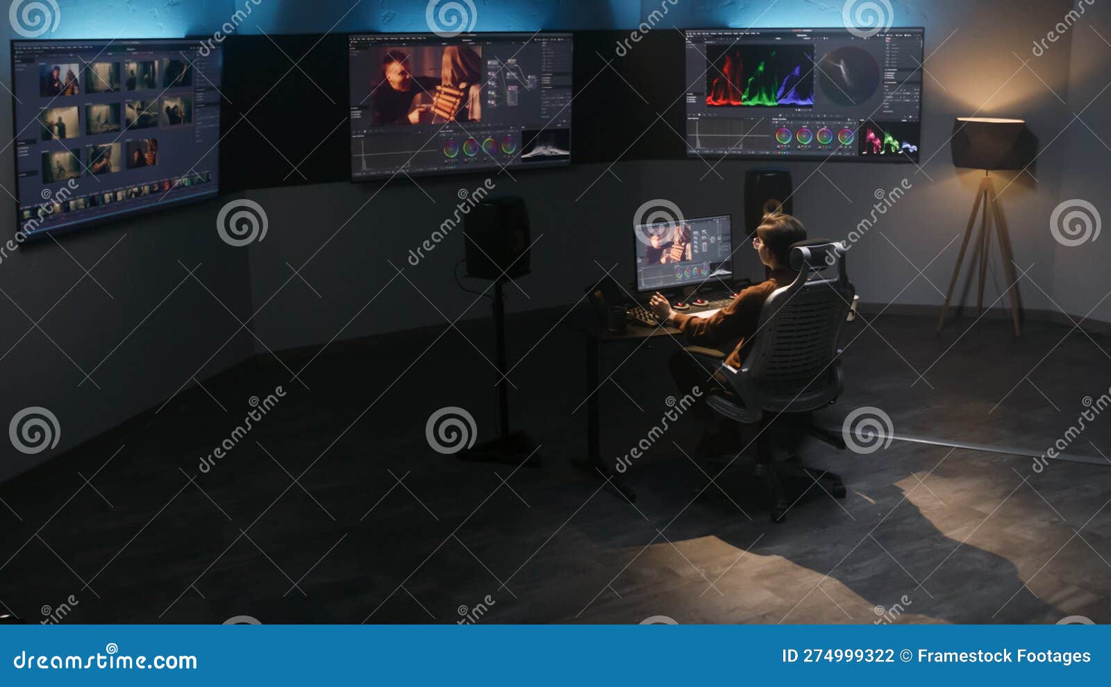 The Video Editor Makes Color Grading for Movie Stock Photo - Image of ...