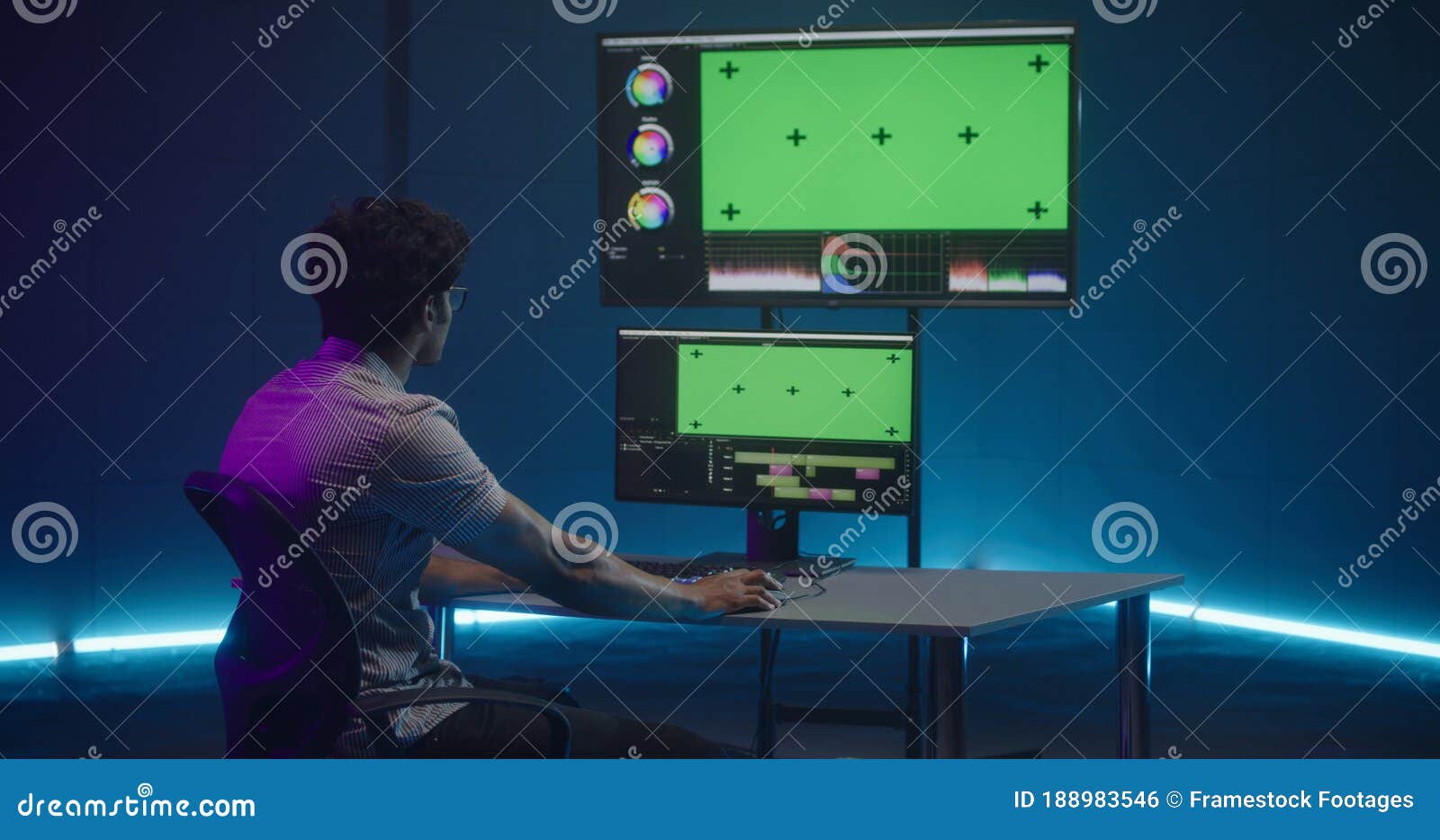 Video Editor at Work in Editing Room Stock Photo - Image of occupation ...