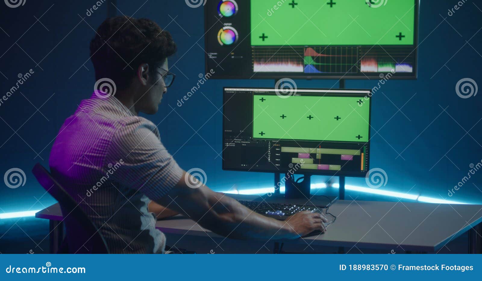 Video Editor at Work in Editing Room Stock Photo - Image of indoors ...