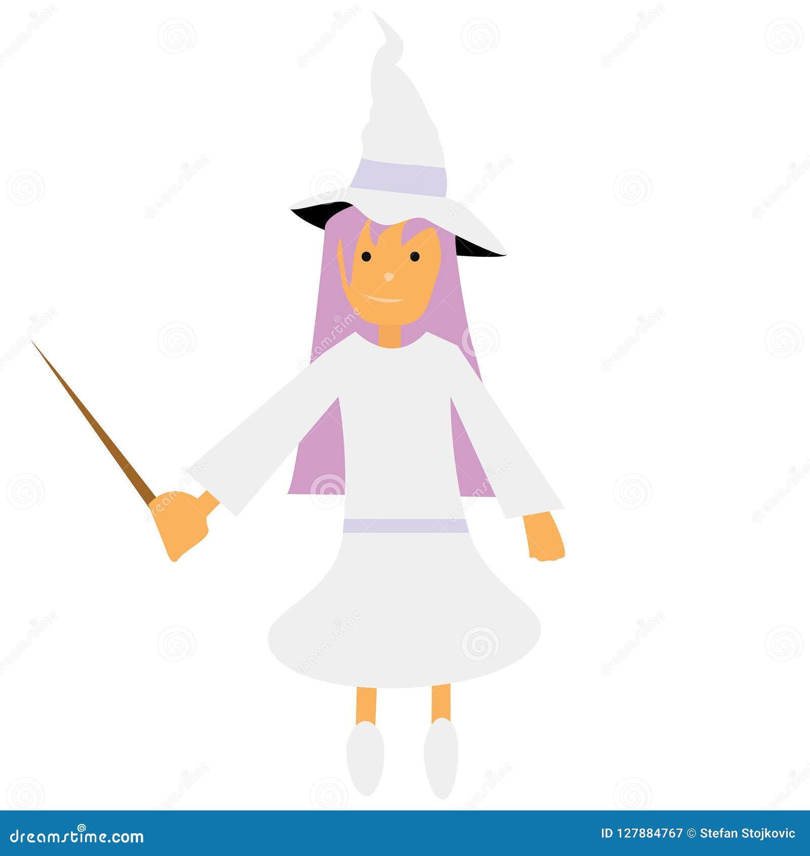 Halloween Witch Vector with a Magic Stick Stock Vector - Illustration ...