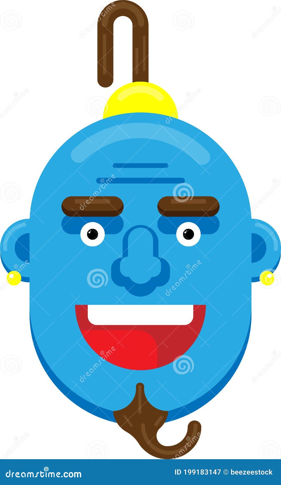 Laughing Genie Face Vector, Illustration. Stock Vector - Illustration ...