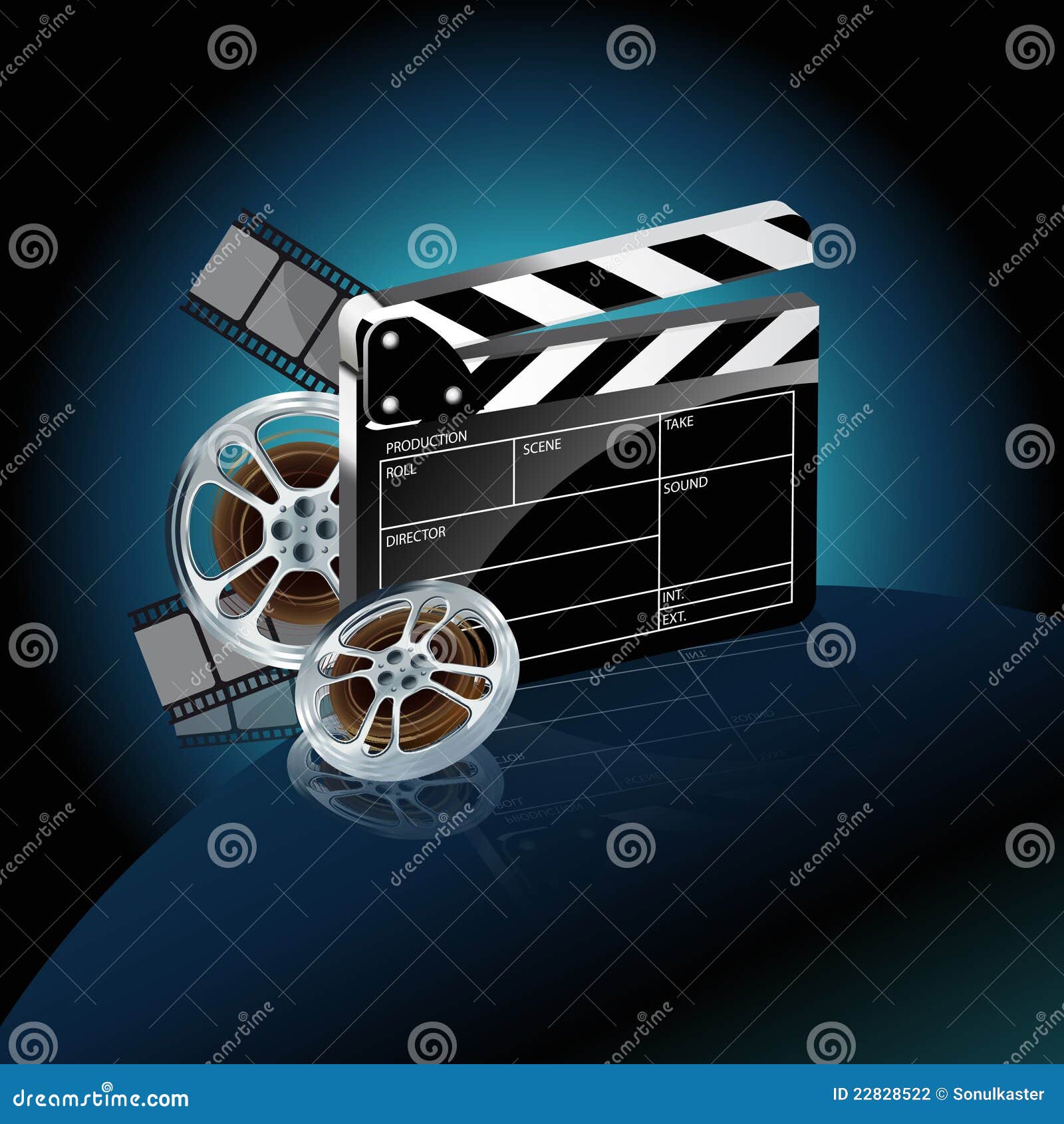 Video Film Tape and Cinema Clapper Stock Vector - Illustration of ...