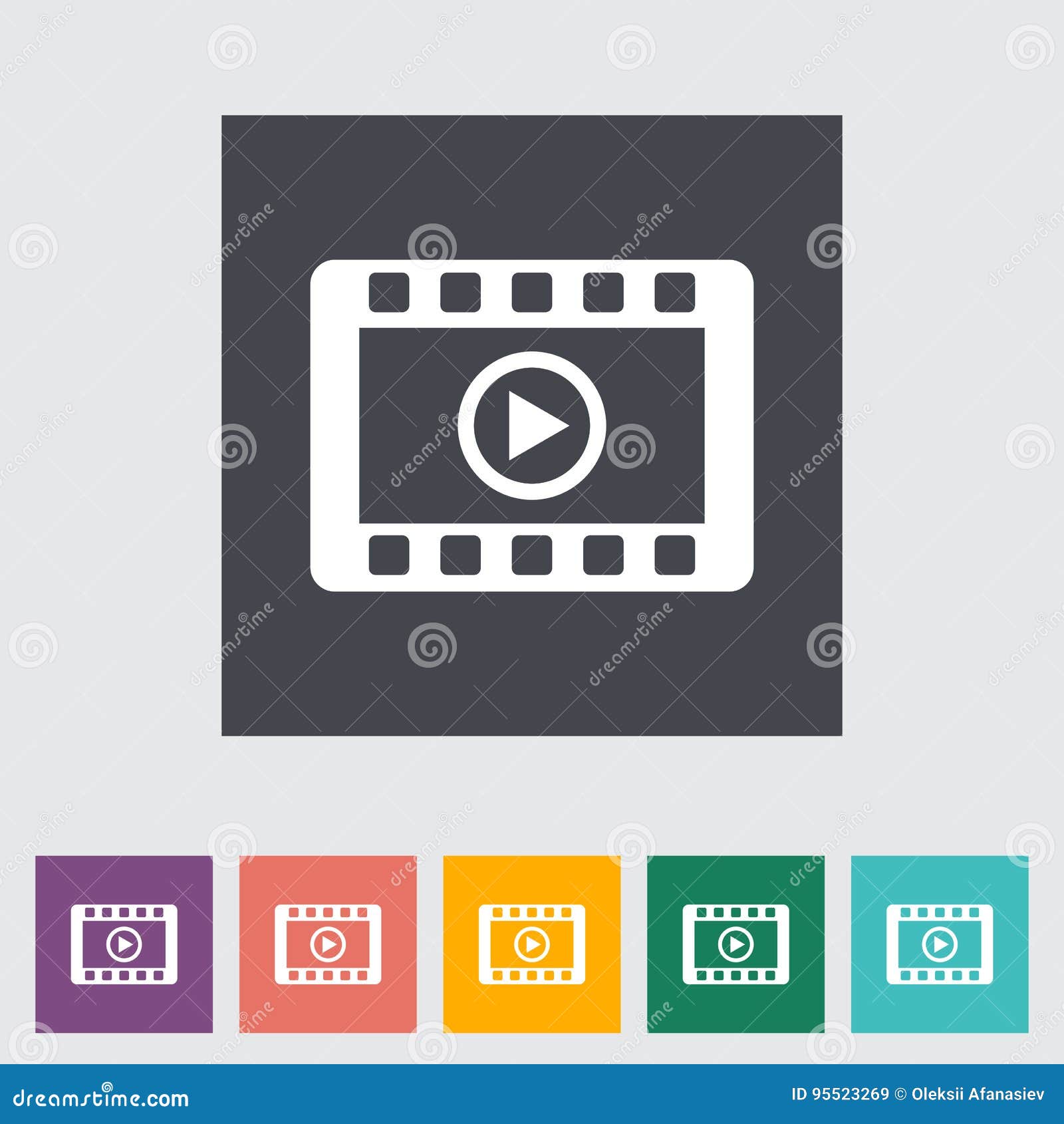 Video flat icon. stock vector. Illustration of broadcasting - 95523269