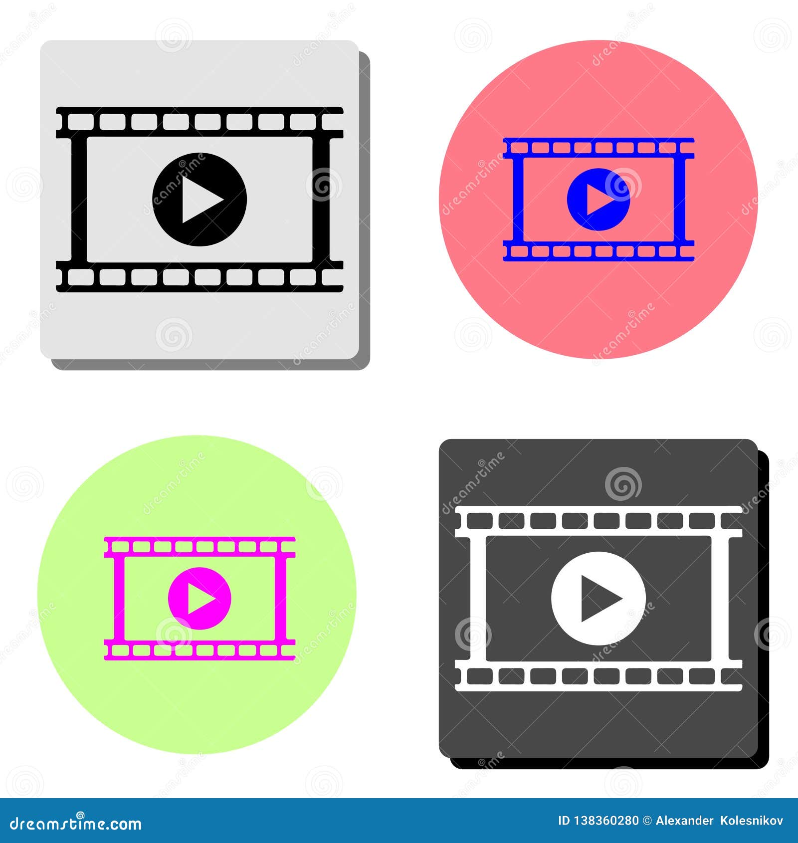 Video. flat vector icon stock illustration. Illustration of filmstrip ...